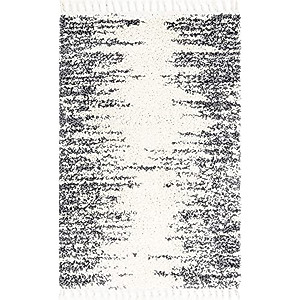 Rugs.com Serenity Shag Collection Rug, 4*6ft White Shag Rug Perfect for Living Rooms, Large Dining Rooms, Open Floorplans