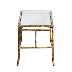 A and B Home 36" L Rectangle Indoor Elegant Coffee Table, w/Glass Top, Antique Gold Metal Frame, Padded Feet