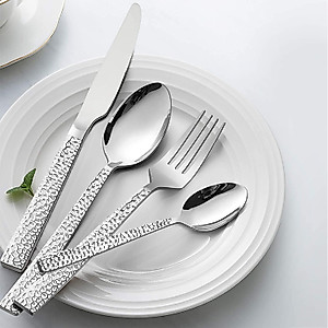 King International Stainless Steel Hammered Table Knife,Set of 12, 20 cm, Mirror Polish,Butter Knife, Cheese Knife,Dinner Knife,Dessert Knife,Bread Knife,Stainless Steel Table Knife Set of 12pcs