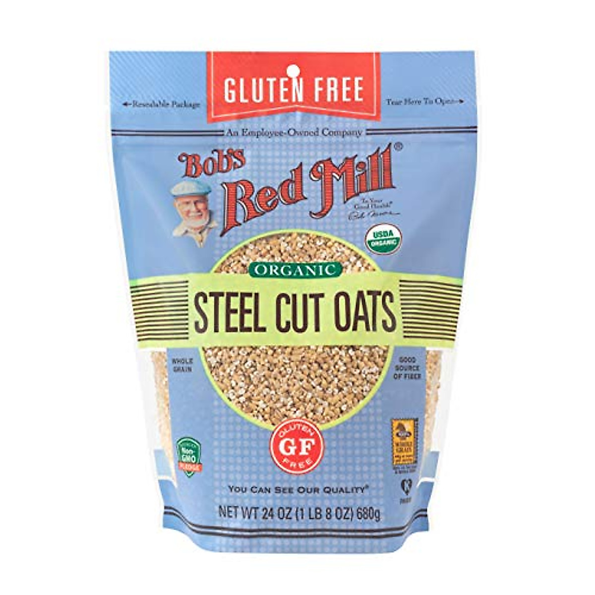 Bob's Red Mill Gluten Free Organic Steel Cut Oats, 24 Ounce (Pack of 4)