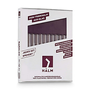 Halm Glass Straws - 20x 4 Inch Short Drinking Straws Reusable + Plastic-Free Cleaning Brush Perfect for B52 & Shot Glasses, Blowing Tubes & Paraphernalia - Dishwasher Safe - Eco-Friendly - Straight
