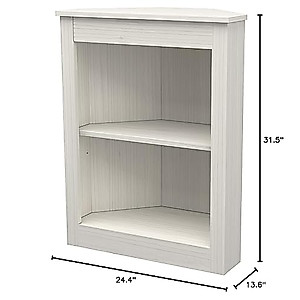 Inval 31.5" 2-Shelf Corner Bookcase, Washed Oak