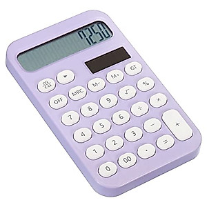 PATIKIL Cute Basic Calculator, Standard Function Portable Desktop Electronic Calculators Large 12 Digit LCD Display for Home Office, Light Purple
