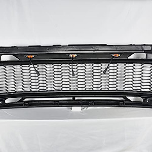 Giveme5 Grill for (2020- 2022) F250 Grill Front Black Grill Aftermarket Grille Replacement Super Duty Accessories Grille Custom Mesh Cover Parrilla with Amber Lights Letters Insert Part