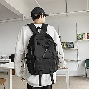 GAI Techwear Backpack Japanese Streetwear Vintage Alt Emo Backpack College School Laptop Bag Cool Hip Hop Goth Punk Rucksack (One Size, d)