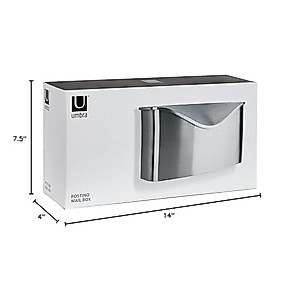 Umbra 460322-592 Postino Wall-Mount Mailbox, Stainless Steel