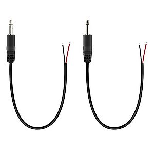 Fancasee (2 Pack Replacement 2.5mm Male Plug to Bare Wire Open End TS 2 Pole Mono 2.5mm Plug Jack Connector Audio Cable Repair