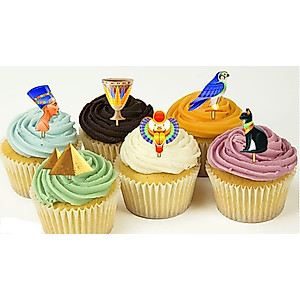 12 Egypt Pyramids Toga Party Cupcake Toppers Food Picks