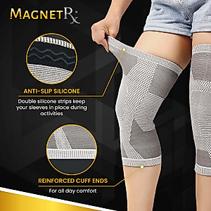 MagnetRX® Magnetic Knee Compression Sleeve - (2-Pack) Knee Support with Magnets for Knee Support & Recovery - Magnet Knee Brace Support (Medium)