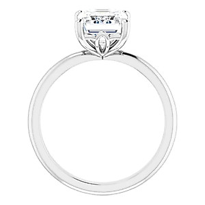 Moissanite Engagement Ring 2 Carat Emerald, Handmade 925 Silver, 10K/14K/18K Solid Gold, Solitaire Ring Bridal Wedding Gifts for Women, Anniversary Ring, VVS1, Colorless (925 Silver (White Gold Plated))