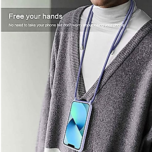 xiusiteli Shockproof iPhone 13 Case with Adjustable Strap Crossbody Nylon Lanyard Anti-Yellow Anti-Scratch Anti-Drop Thin Slim Soft TPU Protective Phone Case Cover for iPhone 13（Purple）