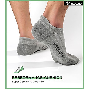 KEECOW Mens Athletic Socks 9-12 Grey Low Cut Short Cushioned Socks for Men Women 6 Pairs Breathable, Performance