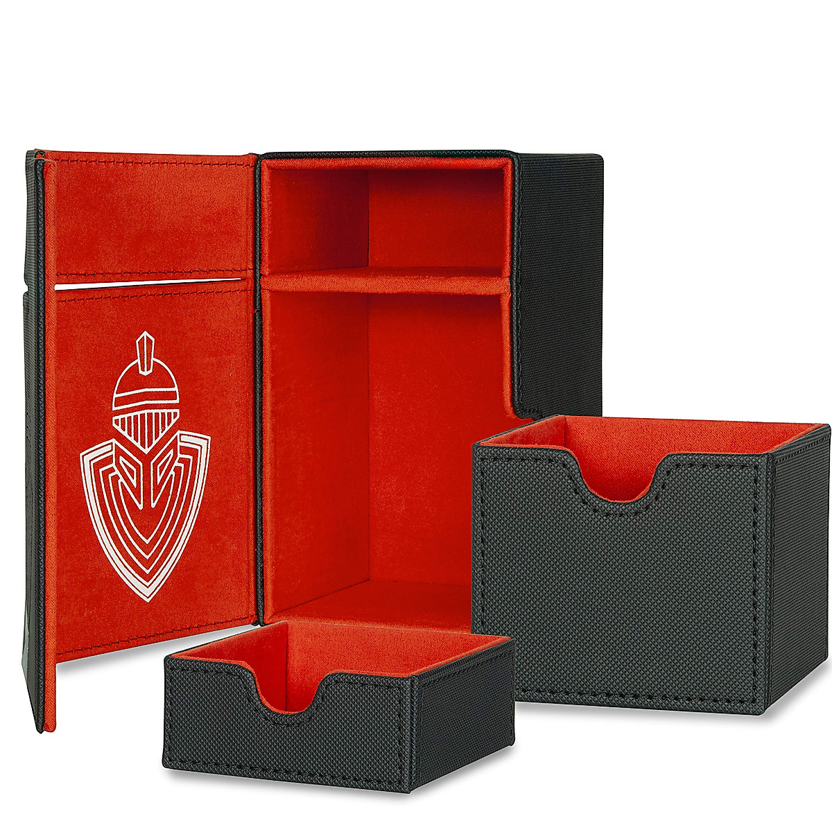 Card Guardian - Premium 100 Card Deck Box with Dice Compartment for Trading Card Games TCG (Black) Compatible with Magic the gathering (MTG), Commander Deck, Yugioh Deck Box, Sports Cards Binder