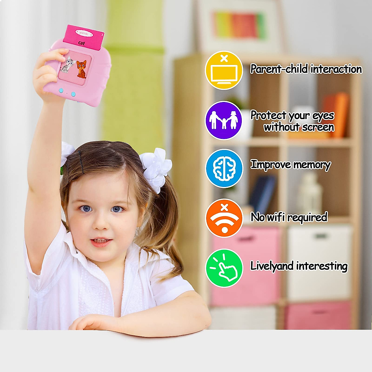 BEILAEEA Toddler Toys for 2 3 4 5 Year Old Boys and Girls, Autism Sensory Toys for Autistic Children, Learning Montessori Toys, Speech Therapy Toys, 224 Sight Words Talking Flash Cards (Pink 224)