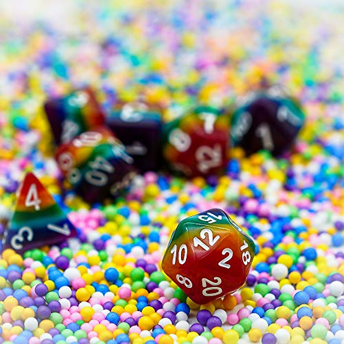 Cusdie Rainbow Dice DND Polyhedral Dice Sets for Dungeons and Dragons Role Playing Game (Rainbow-Opaque)