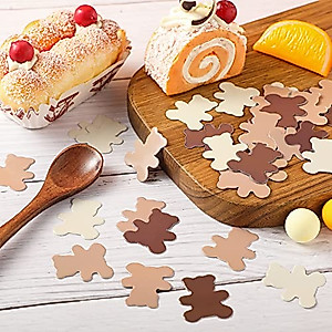 500 Pieces Bear Shaped Confetti Baby Shower Cream Brown Paper Confetti Sprinkles Bear Table Confetti for Boy Girl Home Party Table Decorations (1.2 Inch, Solid Style)