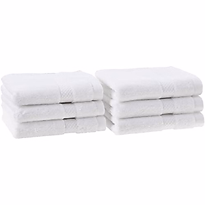 Amazon Aware 100% Organic Cotton Plush Bath Towels - Washcloths, 6-Pack, White
