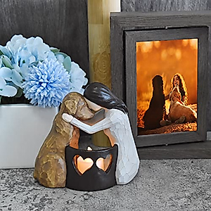 weslinkeji Dog Memorial Gifts，Pet Loss Gifts，Hand-Sculpted Dogs Passing Away Sympathy Gift，Remembrance Gift ，Dog Lovers Candle Holder Statue with LED Candle