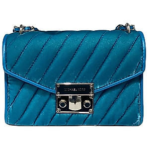 Michael Kors Small Rose Quilted Velvet Shoulder Flap Bag, Lagoon