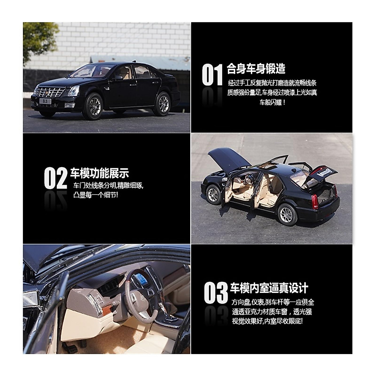 Alloy Resin Car Vehicle Model 1 18 Fit for Cadillac SLS Xts Static Diecast Scale Alloy Car Model Static Display Adult Collection Toys Festive Deluxe Gift (Color : B)