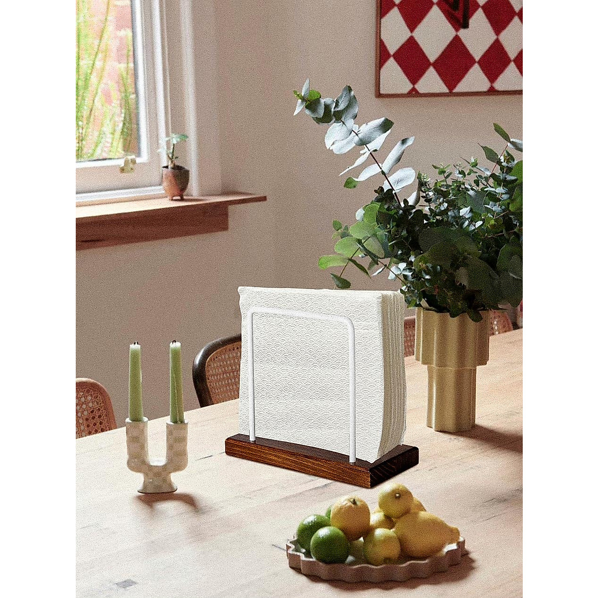 WWW-WOODART Napkin Holder for Table Napkin Holders for Kitchen Napkin Holder Wooden Napkin Holder for Table Rustic Napkin Holder Napkin Holder Standing Brown Napkin Holder Farmhouse Napkin Holder