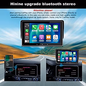 Hinine 7" HD Double Din Car Stereo with 720H Backup Camera, Portable Apple CarPlay Wireless Touch Screen Android Auto Automatic Multimedia Player with Mirror Link/Siri/Bluetooth/Navigation Screen