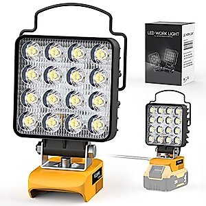 Flood Work Light for DeWalt: 48w 4" Square LED Work Lights,18V/20V MAX Lithium Battery Light with Low Voltage Protection,Cordless LED Light Job Site Light,USB&Type-C Charging Port （Upgraded）