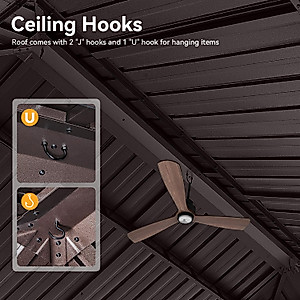 Jolydale Hardtop Gazebo,12x20 Gazebo with Brown Mosquite Netting, Double Metal Roof for Lawn and Garden