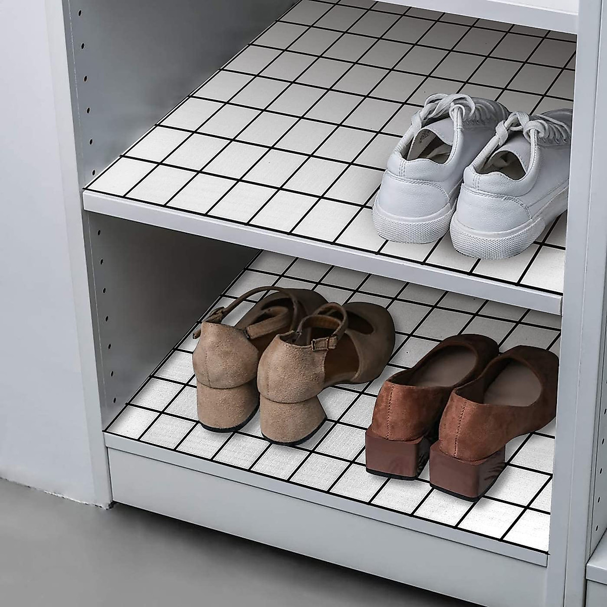 POTTIIS Shelf Liner Non-Adhesive EVA Cabinet-Drawer-Liners - 2 Roll Waterproof Kitchen Fridge Pad and Refrigerator Mat, Non-Slip Can be Cut Placemats, Size 17''×78.7''（White）