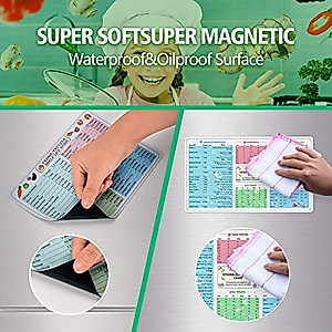 Kitchen Conversion Chart Magnet and Magnetic Fridge Freezer Shelf Life Guide for Cooking, Baking and 35 Common Food Preservation