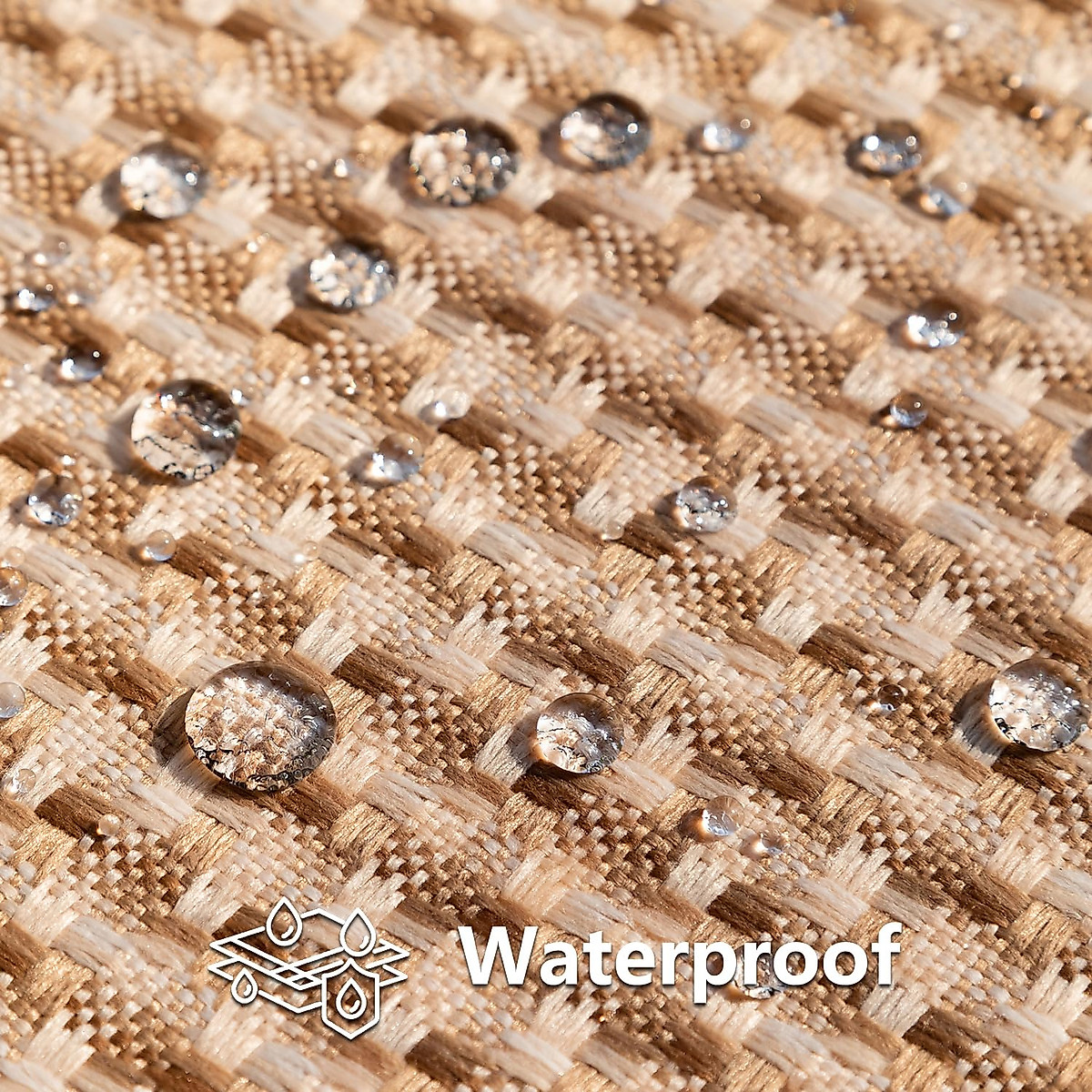 Kevin Textile Outdoor Waterproof Throw Pillow Covers Pack of 2 Weaving Texture Water Resistant Outside Decorative Cushion Covers for Garden Patio Tent Balcony Bench Couch Sofa 18x18 Inch, Light Brown