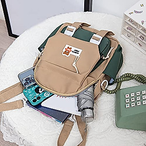 AZURAOKEY Cute Mini Backpacks with Accessories, Kawaii Girls Student Shoulder School Bags Small Travel Kawaii Small Backpack Aesthetic Backpack for School, Travel (Coffee)