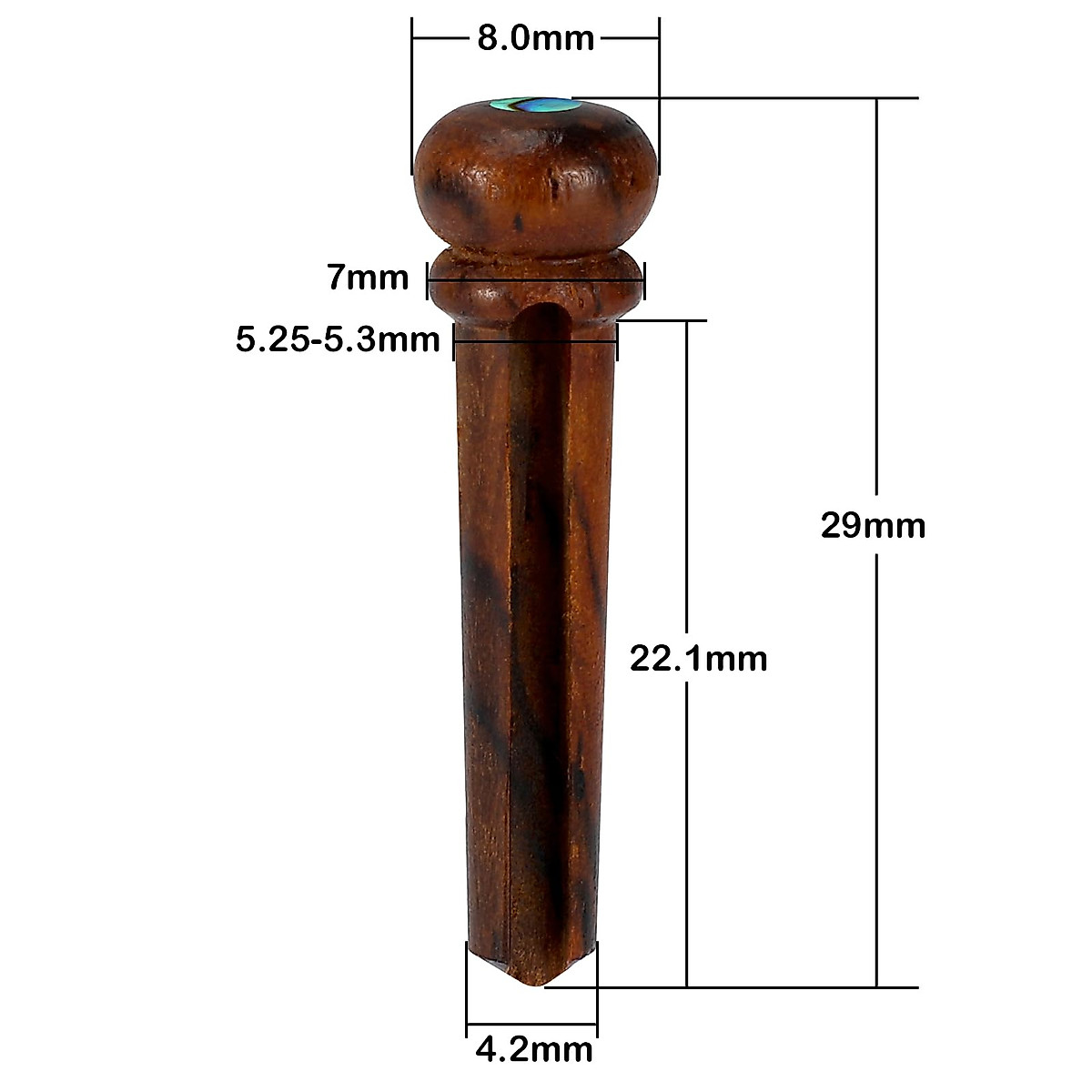 Blisstime 6pcs Rosewood Guitar Bridge Pins Inlaid Abalone Dot Acoustic Guitar Replacement Parts