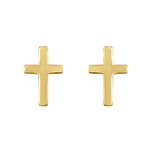 Mystigold Cross Stud Earrings in .925 Sterling Silver Plated Rhodium and in 18K Gold Plated I Religious Small Earrings for men and women 0.4 x 0.2 inch I Hypoallergenic Earrings I Gift for Women Men,