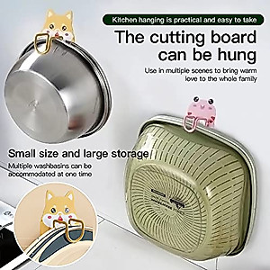 4pcs Latest Models Adhesive Hooks Washbasin Hooks Cute Animal Hooks Heavy Duty 55.11lb(Max) Waterproof Antirust Reusable Utility for Bathroom Kitchen Kids Room Multiple Use