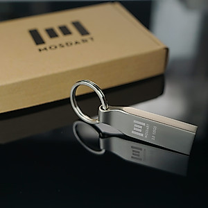 MOSDART 128GB USB 3.0 Flash Drive Metal Keychain Zip Drive Up to 90MB/s Fast Speed USB3.0 Thumb Drive,128 GB Waterproof Jump Drive USB Memory Stick,Silver