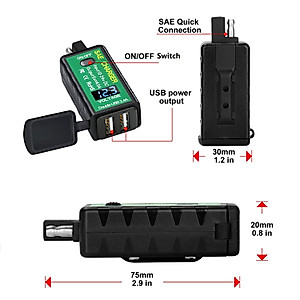 YONHAN Motorcycle Phone Charger 4.8A, SAE to USB Adapter with Voltmeter & ON/Off Switch, Dual USB Quick Charge 3.0 USB Charger Waterproof Motorcycle Accessories for Phone, Tablet, GPS, etc