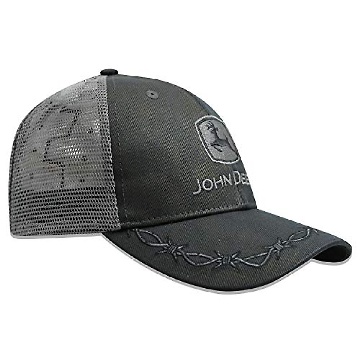 John Deere Mens Oilskin Charcoal Mesh Back Embroidered Hat