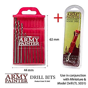 The Army Painter Drill Bit Set - 10 Small Drill Bits for Pin Vise Hand Drill - Wargamers Micro Drill Bit Set for Miniatures- Mini Twist Drill Bits