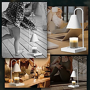 Dimmable Candle Wax Warmer Lamp - Candle Melter Fits YKLarge Jar, Metal Electric Lantern for Scented Candle, Universal Fit Top-Down Candle Melting for Home Decor Valentine's Day Gift,White,2 Bulb