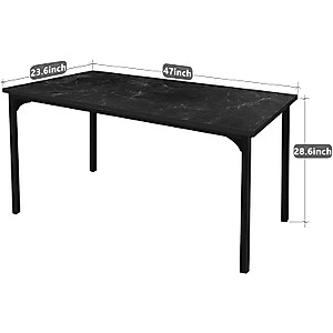 HealSmart Home Office Computer Desk, Modern Style Design with Headphone Hooks for Working, Writing and Gaming, Thickened 47 Inch, Black