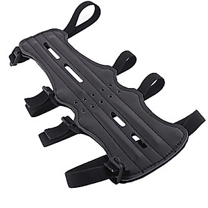 Fay Outdoor Sport 12 Inch Archery Armguard Leather Adjustable Straps Sleeve for Bow Hunting Black