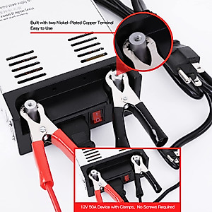 High-Power SMPS 110V/220V AC to 12V DC Converter - 50A 600W Power Supply - Adjustable Switch Transformer for LED Strip, LCD Monitor CCTV, Radio/Car Stereos, 3D Printer - includes 2 Clamp Wires