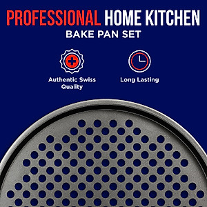 BAKKENMASTER Non-Stick Pizza Pan with Holes - 13-Inch Perforated Pizza Crisper Carbon Steel Pizza Pan - 1 Round Pizza Trays PFOA PFOS and PTFE Free