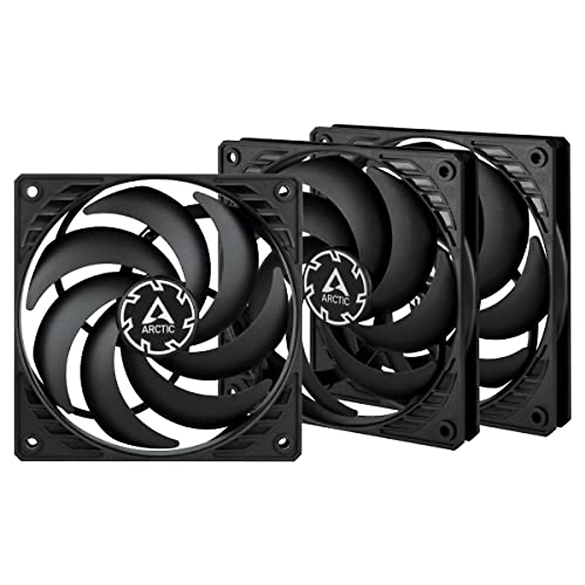 ARCTIC P12 Slim PWM PST (3 Pack) - PC Fans, 120mm Case Fan with PWM Sharing Technology (PST), Pressure-optimised, Quiet Motor, Computer, Extra Slim, 300–2100 RPM - Black