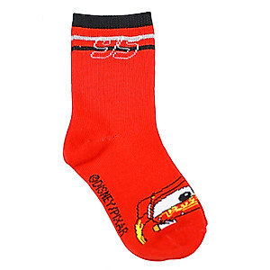 Disney Boy's Cars 3-Pack Character Crew Socks, Small, Red