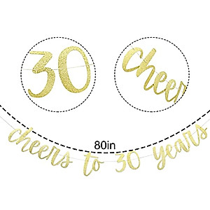 Cheers to 30 Years Banner - Happy 30th Birthday Banner，30th Birthday Banner，30th Birthday Banner for Women/men，30 Birthday Party Decorations Banner，Happy 30th Birthday Banner Party Decorations