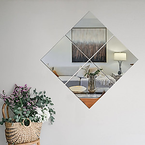 cyhqo Unbreakable Full Length Wall Mirror Cheap,Over The Door Mirror,48"x12" (4Pcs 12"x12"),Made of Shatterproof Plexiglass Acrylic,Long Mirrors for Bedroom Closet,Workout for Home Gym Body