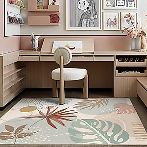 OIGAE 5x7 Area Rugs, Washable Nursery Rug for Bedroom, Living Room, Soft Low Pile Non-Slip Throw Carpet for Home, Classrom, Office, Pink