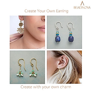 BEADNOVA Earring Hooks 14k Gold Filled Ball Dot Ear Wire with Rubber Earring Backs Earwire for Jewelry Making Earring Supplies (4pcs Ear Wire and 4pcs Earring Backs, Total 8pcs)